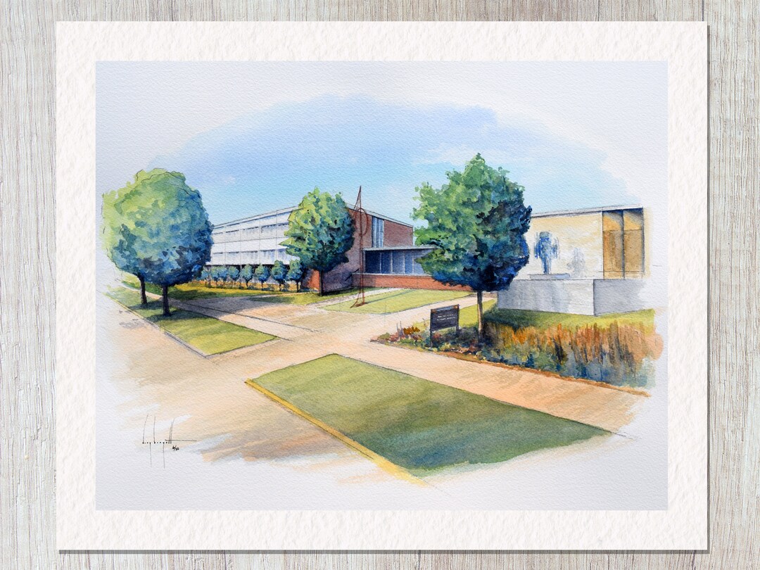 Art & Design Building – Art Print of Watercolor Painting, University of ...