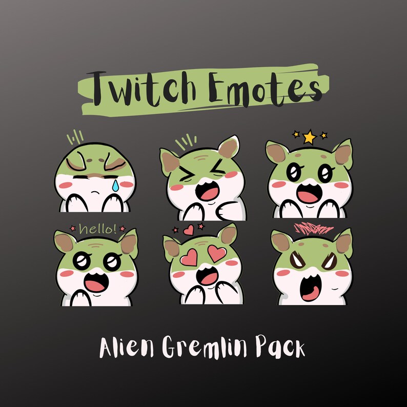 Green Alien Gremlin Twitch Emote Pack - Etsy Israel