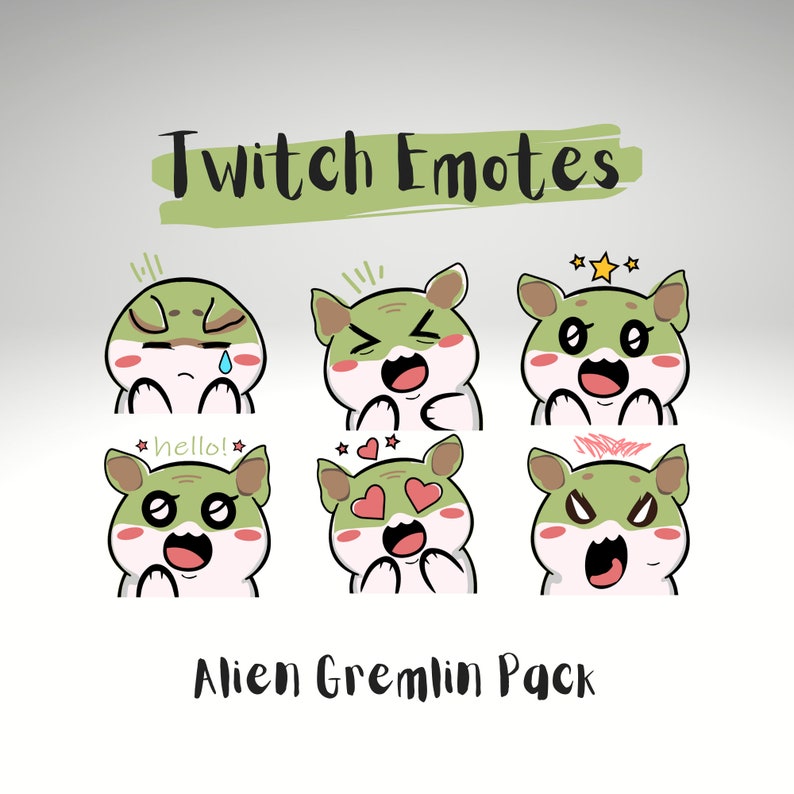 Green Alien Gremlin Twitch Emote Pack - Etsy Israel