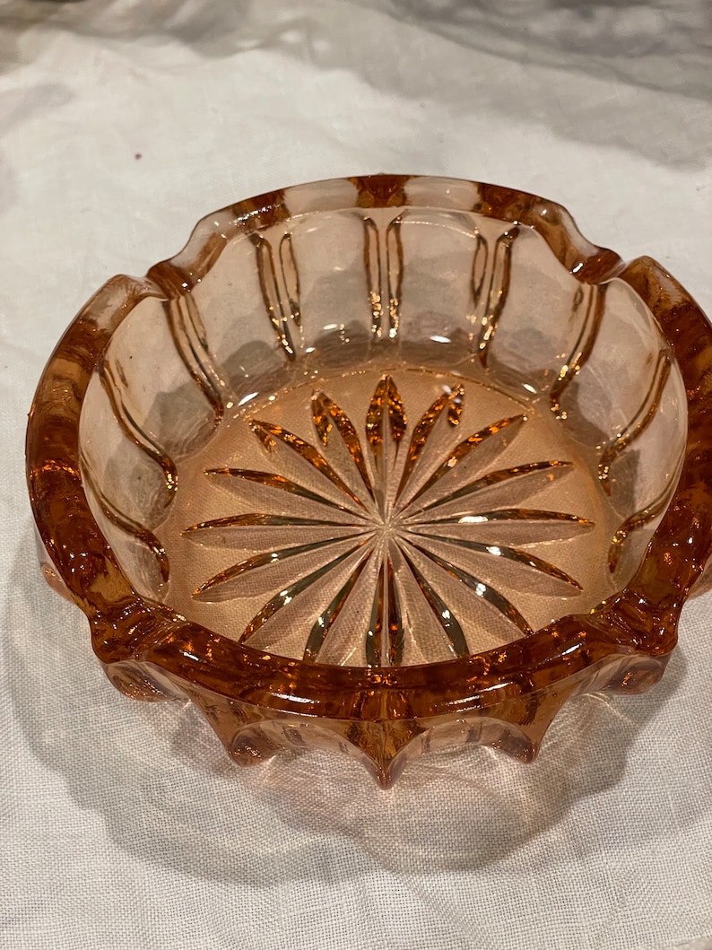 Vintage Pink Depression Glass Ashtray - Etsy