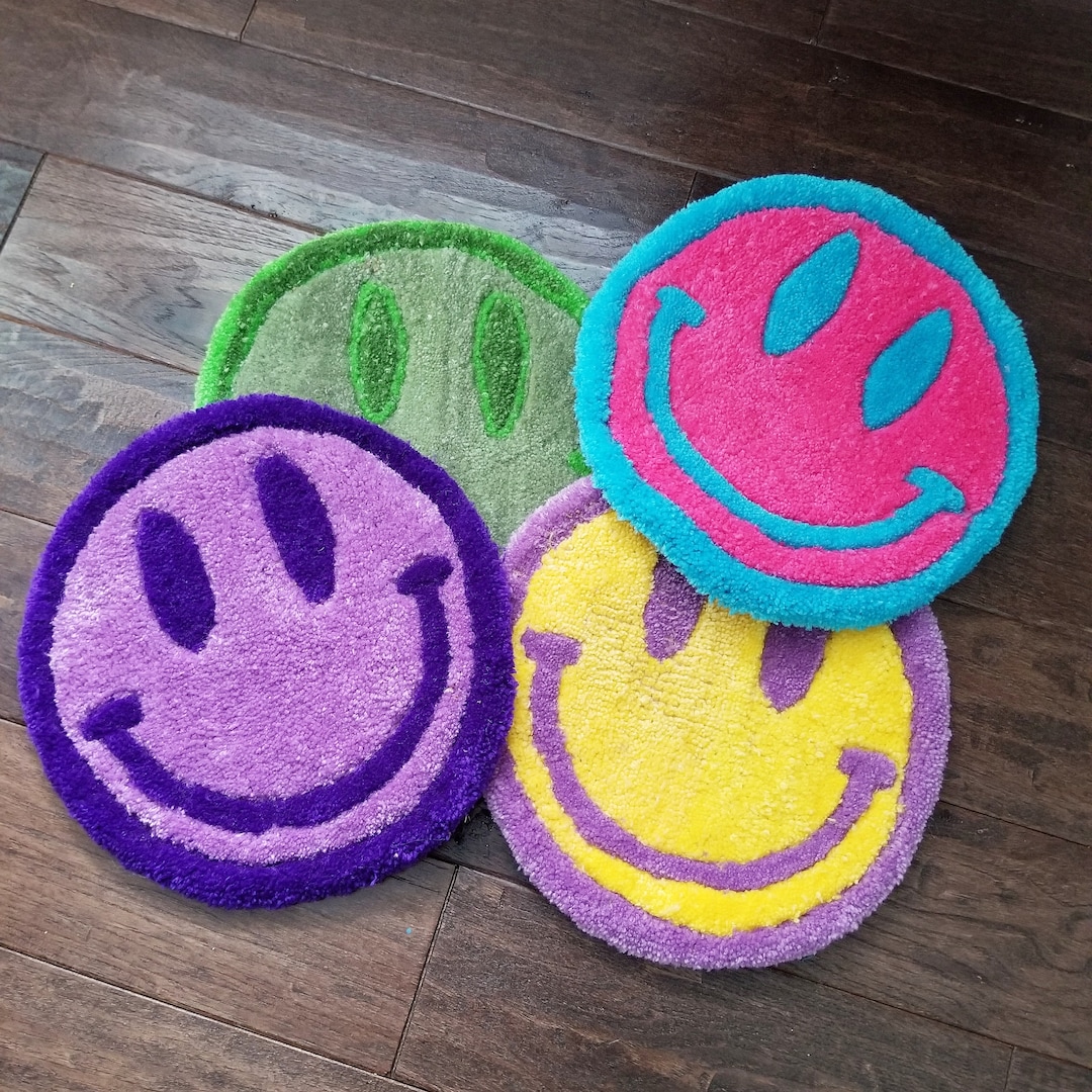 Smiley Face Tufted Rug Wall Hangings - Etsy