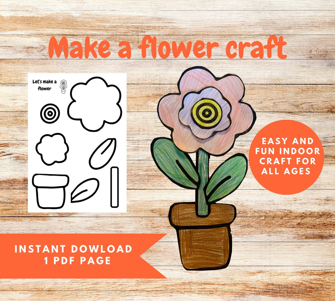 Kids Craft Make a Flower Paper Craft Indoor Preschool Activity Kids ...