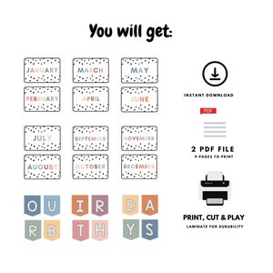 Classroom Birthday Banner Boho Rainbow Pastel Birthday Display ...