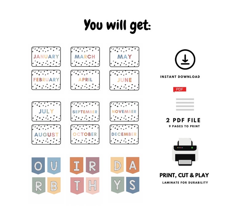 Classroom Birthday Banner Boho Rainbow Pastel Birthday - Etsy