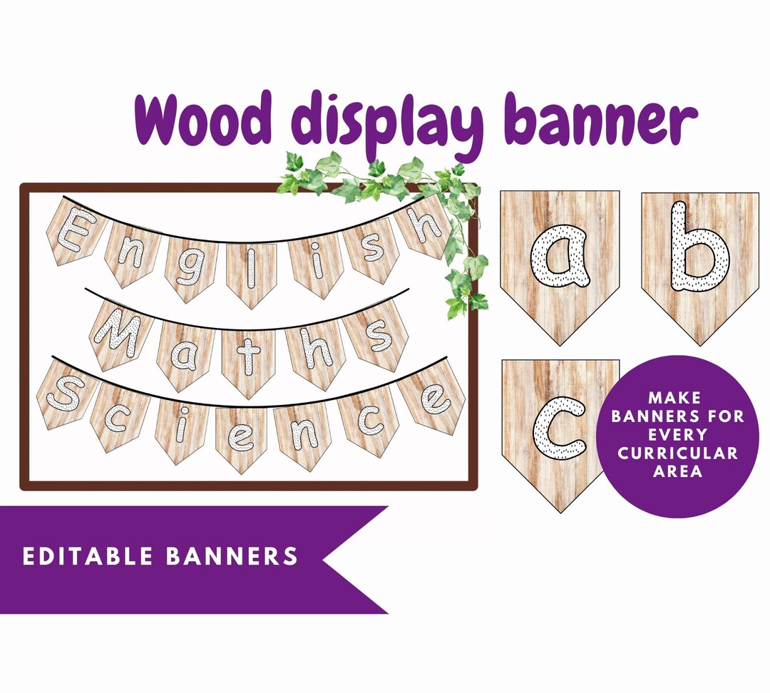 Editable Classroom Display Wood Classroom Bunting Pack English Maths ...