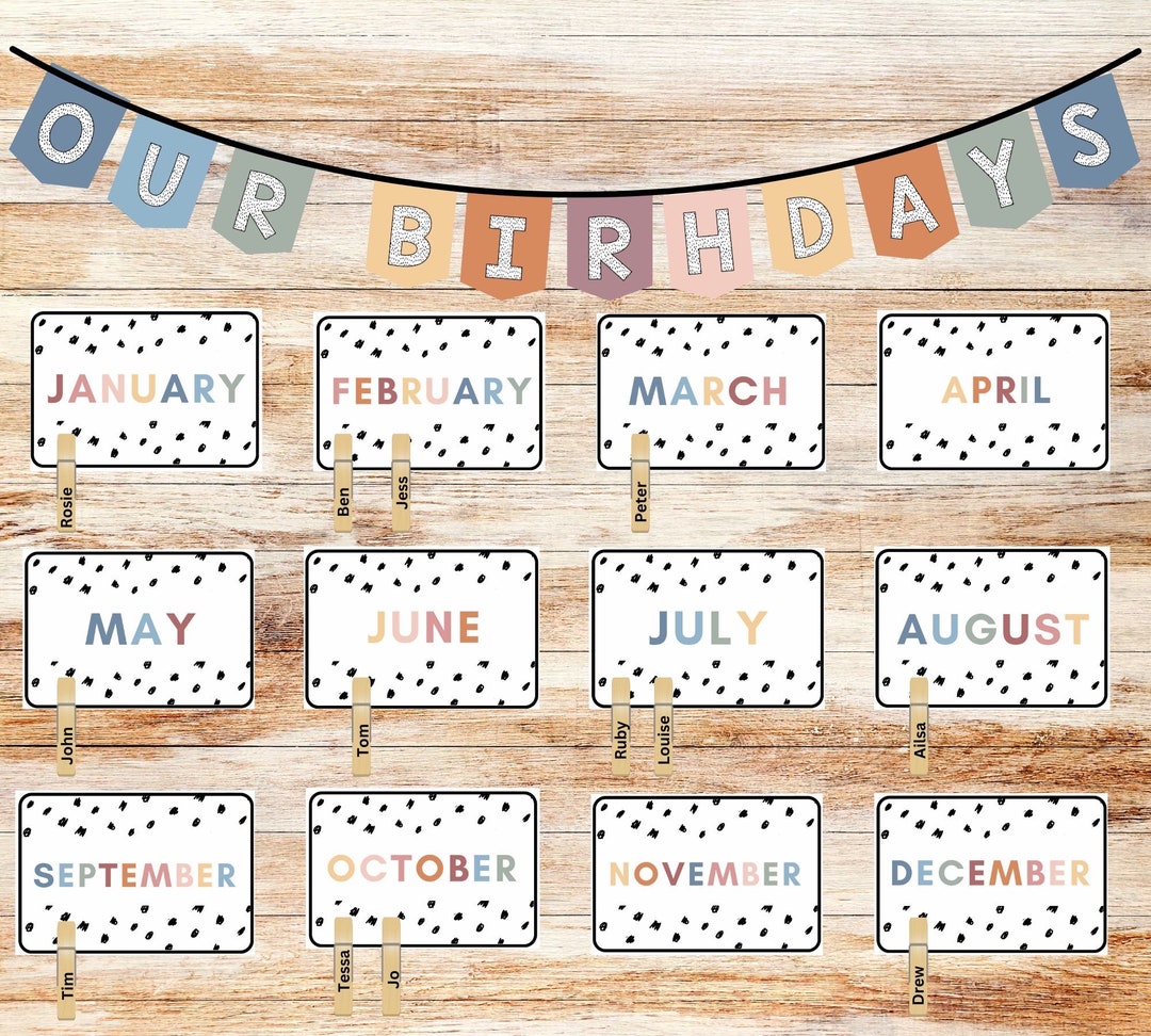 Classroom Birthday Banner Boho Rainbow Pastel Birthday Display ...