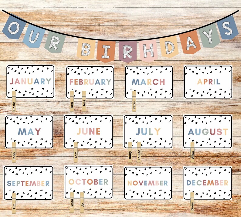 Classroom Birthday Banner Boho Rainbow Pastel Birthday - Etsy