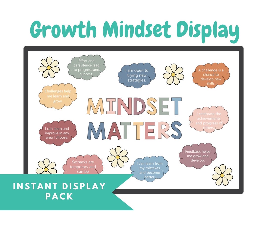 Growth Mindset Bulletin Board Display Pack Pastel RAINBOW Growth ...