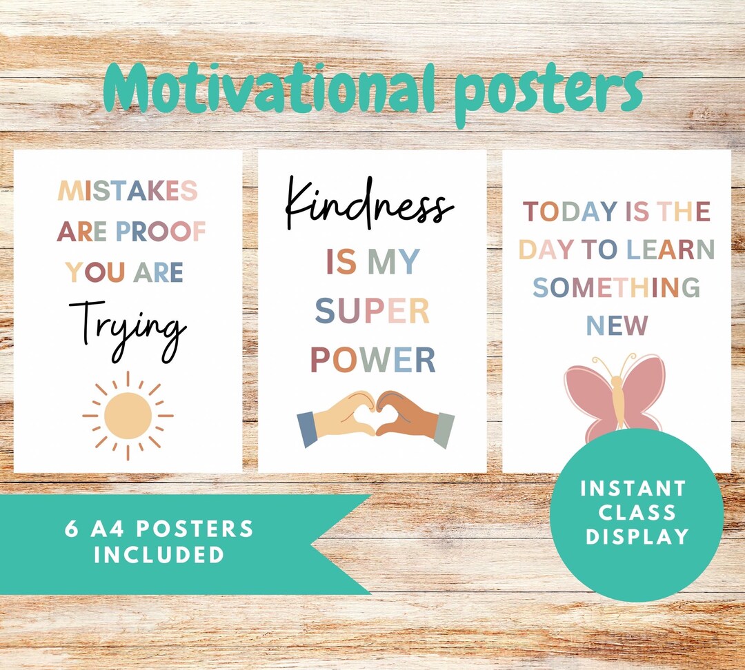 Positive Mindset Poster Set Bulletin Board Rainbow Classroom Display ...