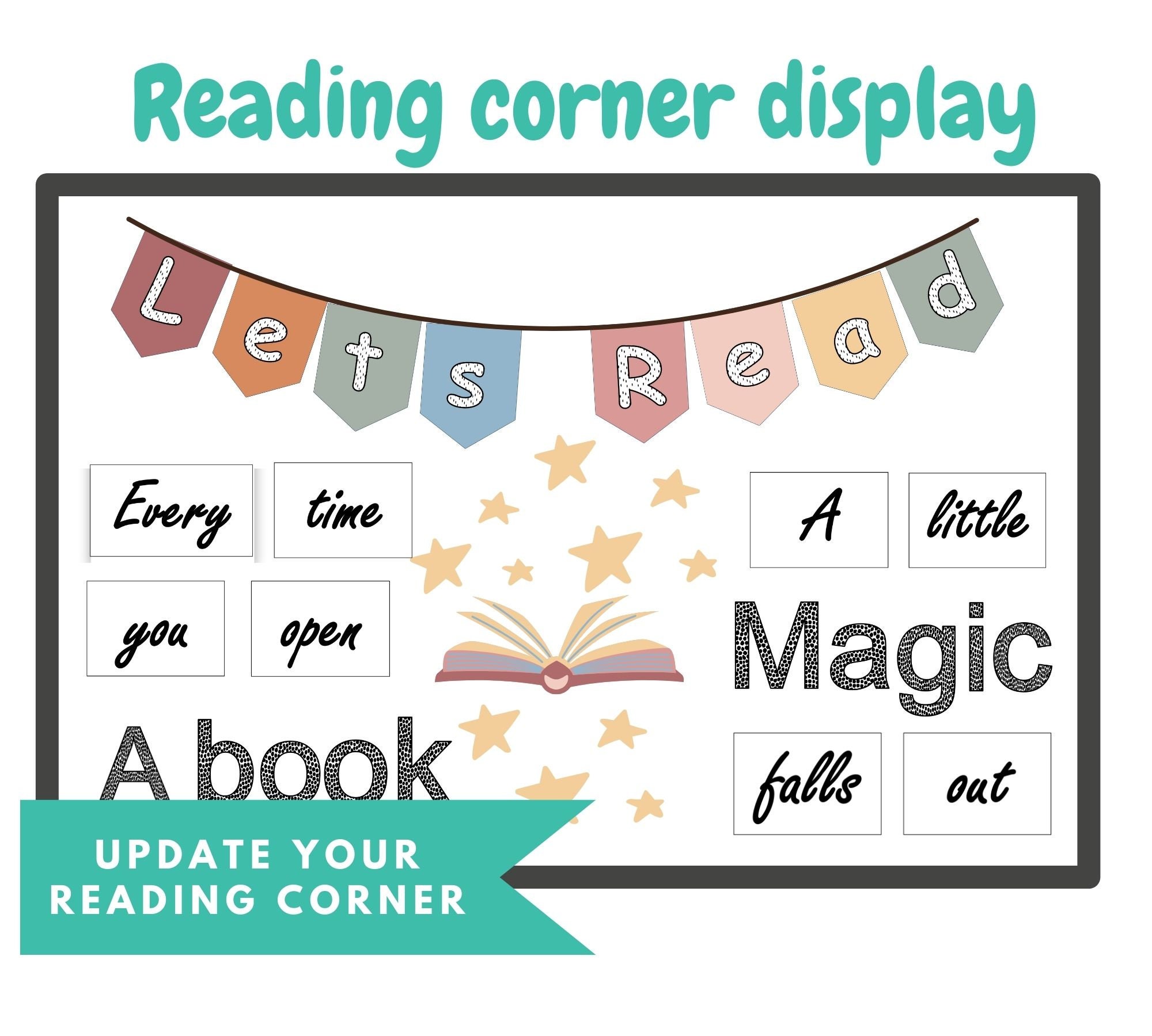 Reading Corner Classroom Display Pastel Rainbow Boho Classroom - Etsy