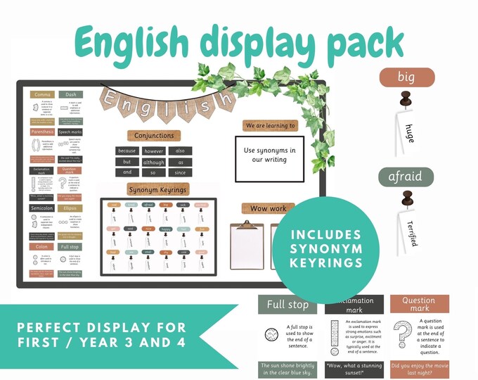 School Display Pack Language Classroom Display Board Natural Hessian ...