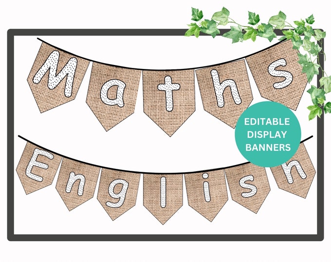 Editable Classroom Display Banner Polkadot Hessian Classroom Bunting ...