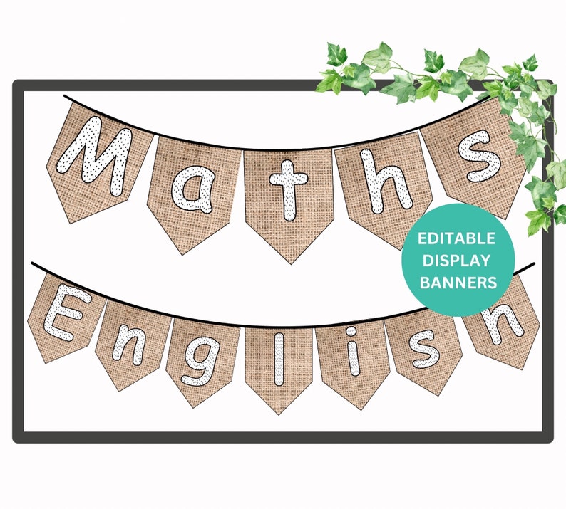 Editable Classroom Display Banner Polkadot Hessian Classroom Bunting ...