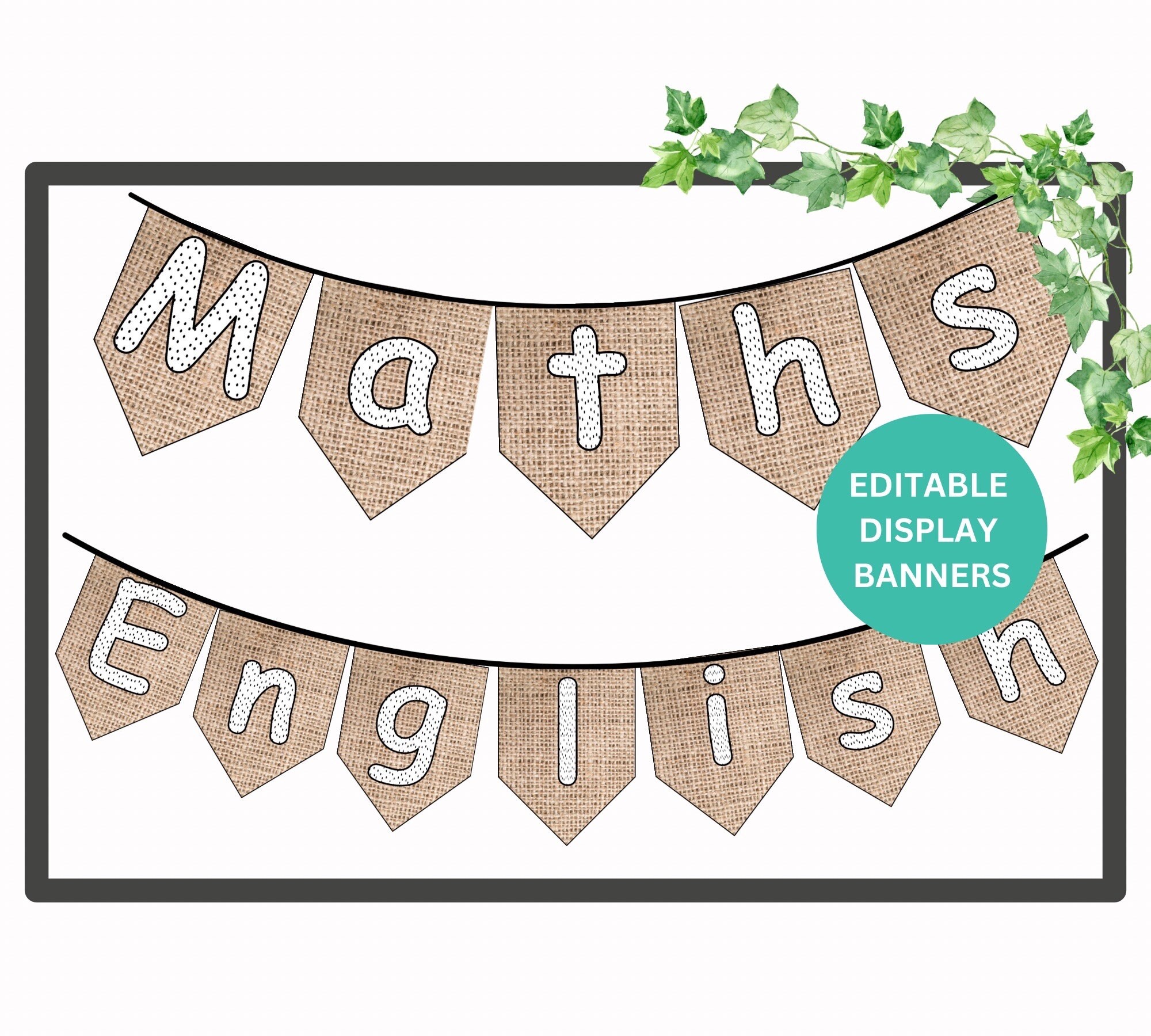 Editable Classroom Display Banner Polkadot Hessian Classroom Bunting ...