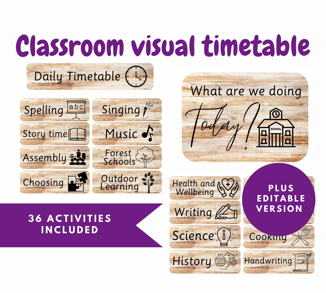 Wood Visual Timetable Digital Visual Timetable for Early Years and KS1 ...