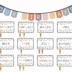 Classroom Birthday Banner Boho Rainbow Pastel Birthday Display ...