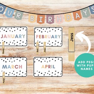 Classroom Birthday Banner Boho Rainbow Pastel Birthday Display ...