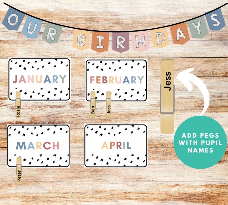 Classroom Birthday Banner Boho Rainbow Pastel Birthday - Etsy