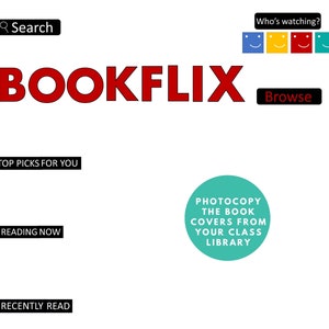 Bookflix Display Pack Reading Corner Classroom Library Reading Area ...