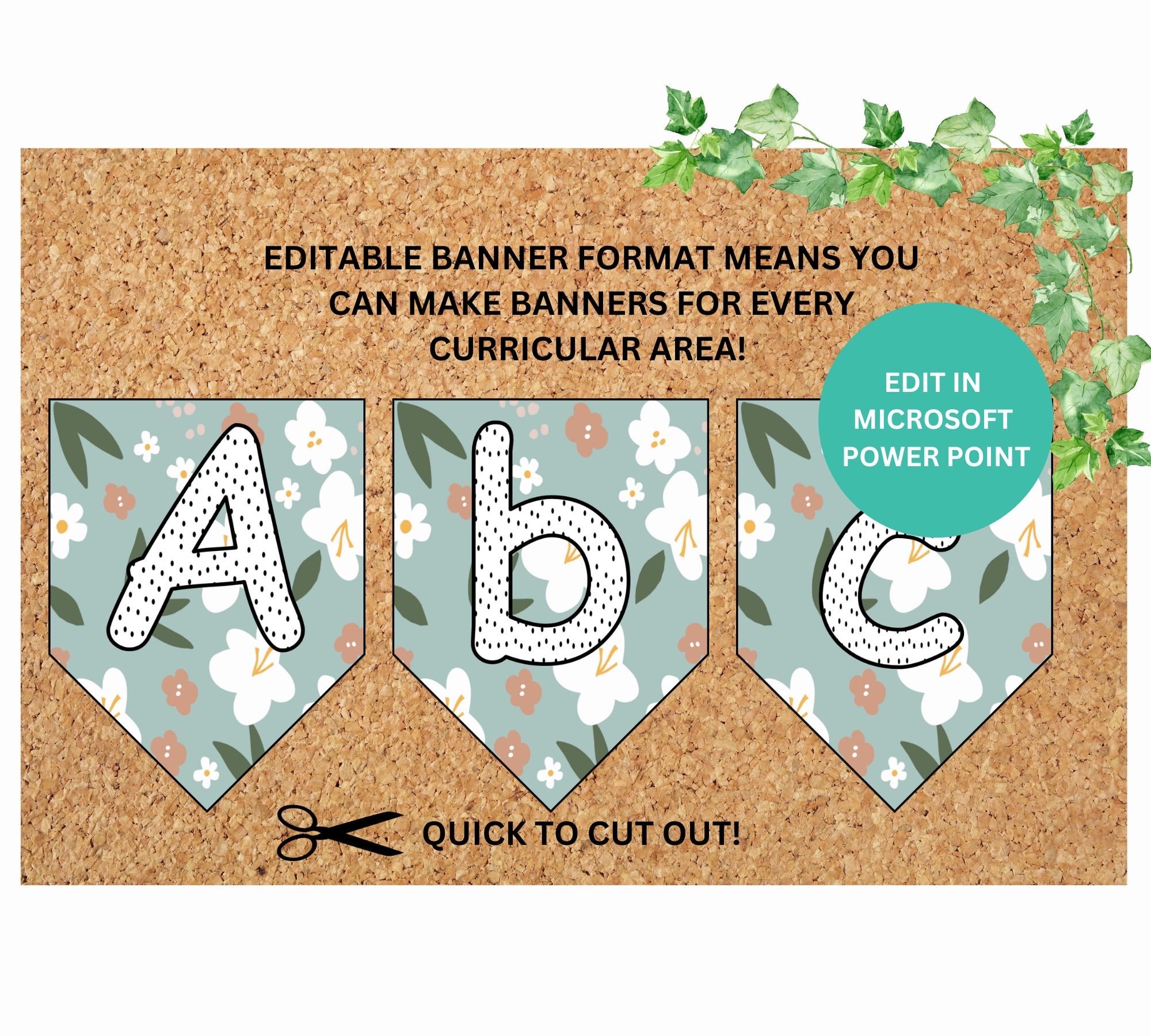 Editable Classroom Display Banner Floral Botanical Classroom Bunting ...