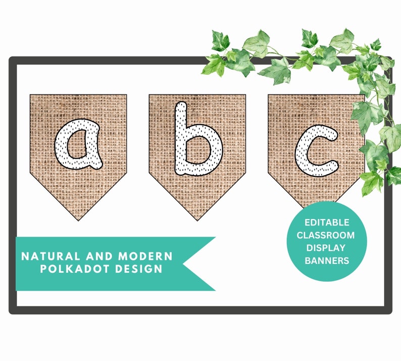 Editable Classroom Display Banner Polkadot Hessian Classroom Bunting ...