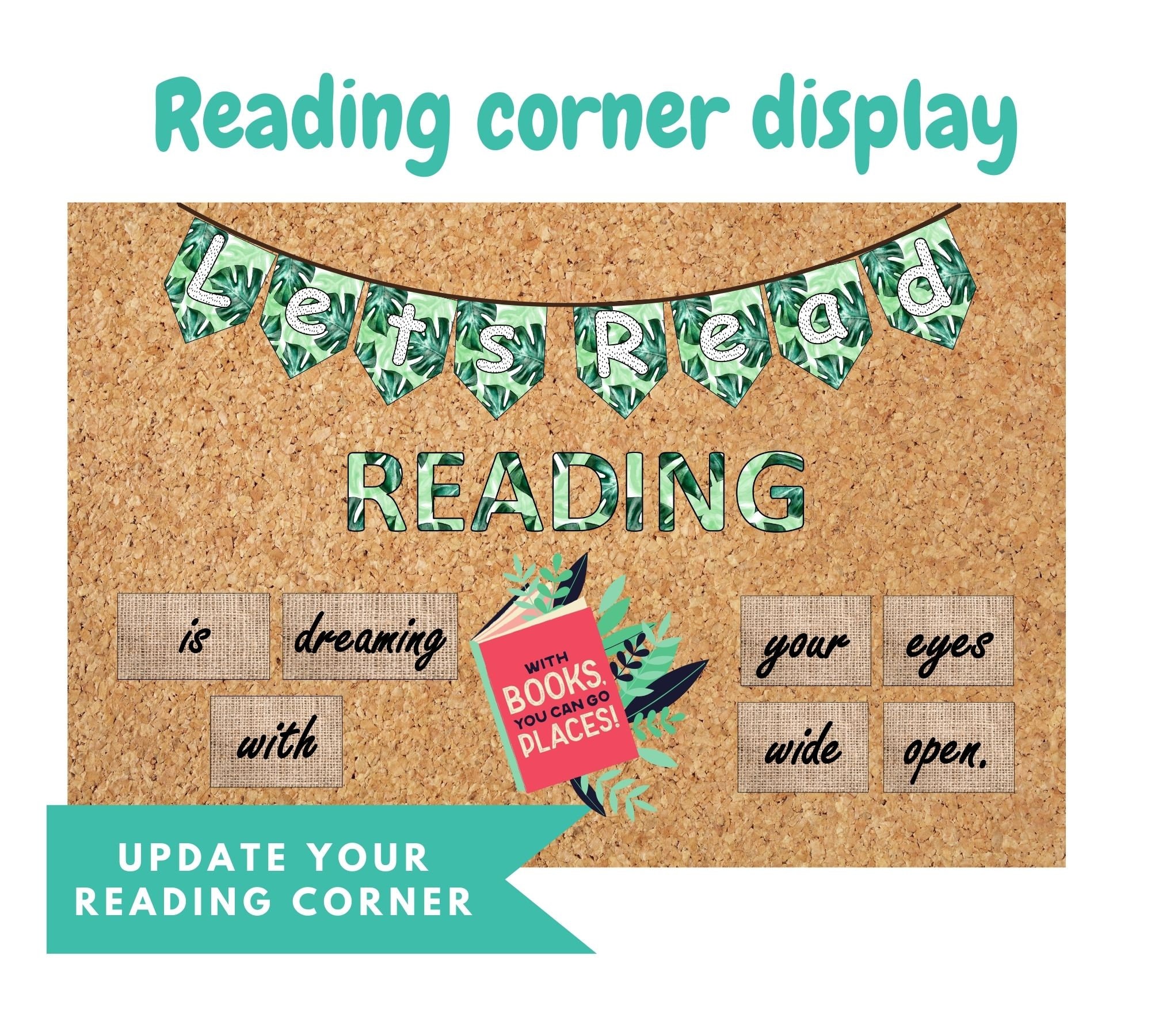 Reading Corner Classroom Display Botanical Hessian Classroom Library ...