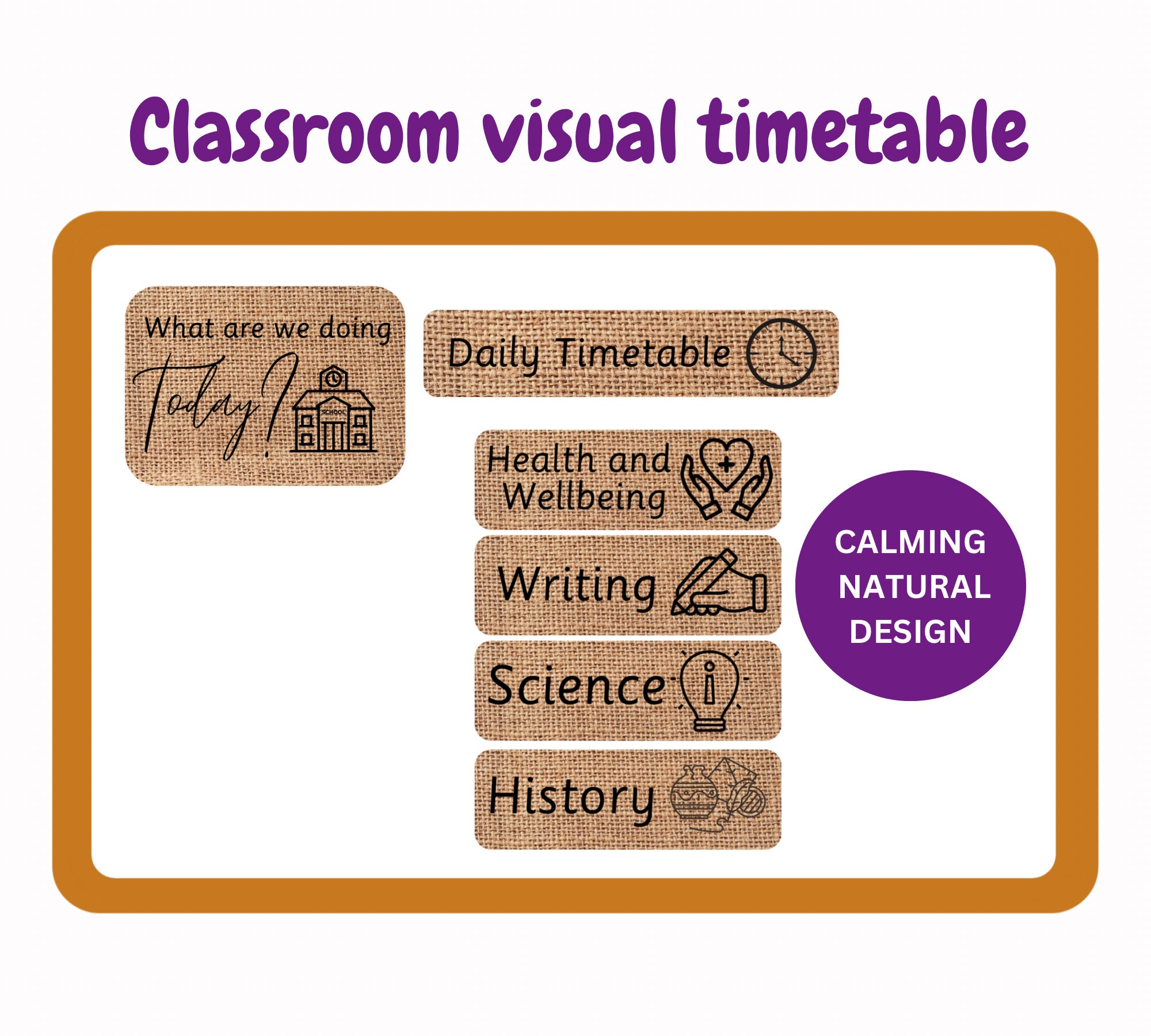 Canvas Visual Timetable Hessian Visual Timetable Natural EYFS Early ...