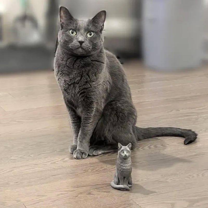 Mini Gray Cat Figurine - Etsy UK