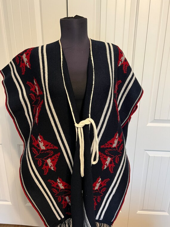 Vintage knit bird poncho - Gem