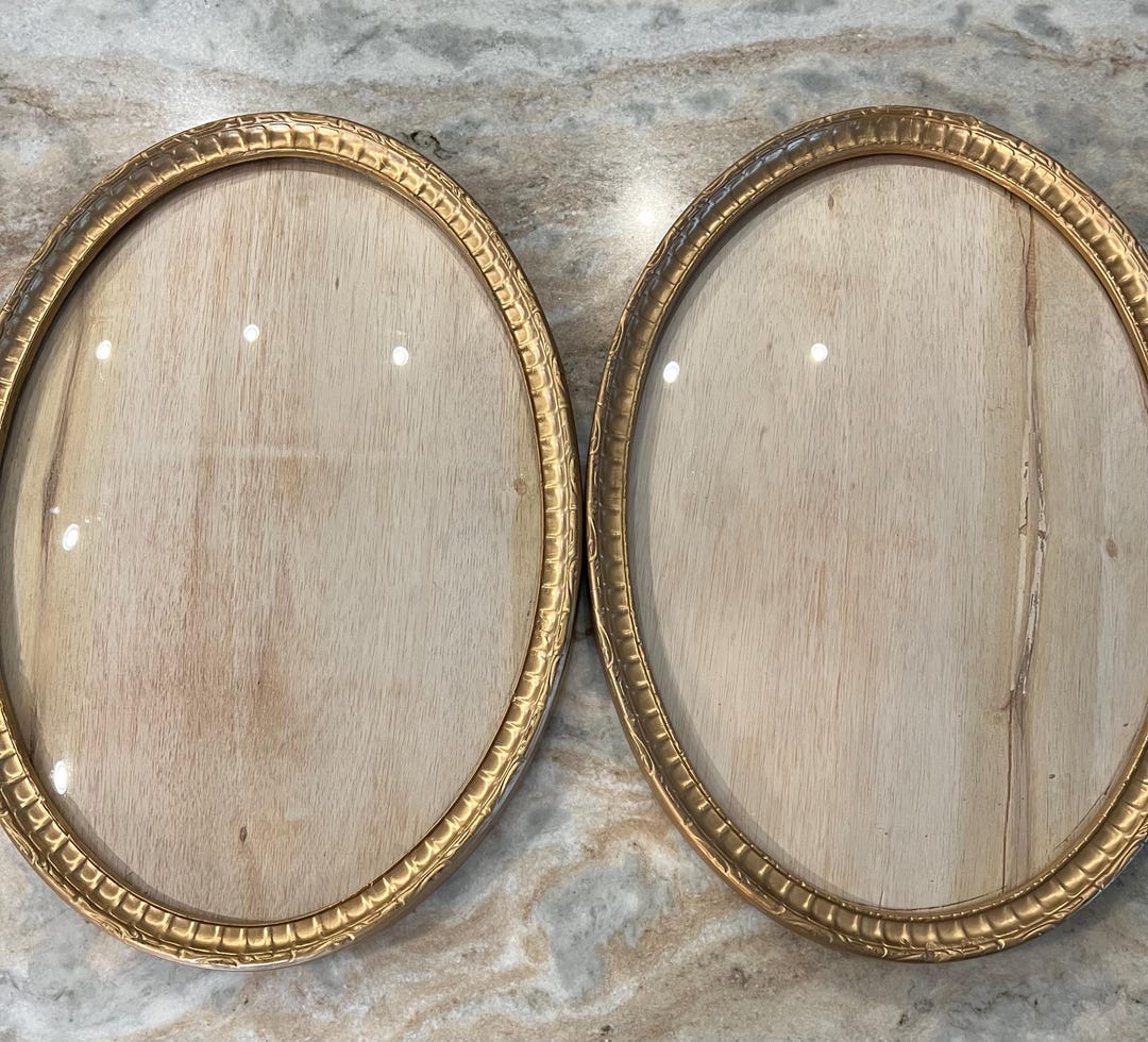 Vintage Gold Oval Frames With Bubble Glass 21 X 15 - Etsy