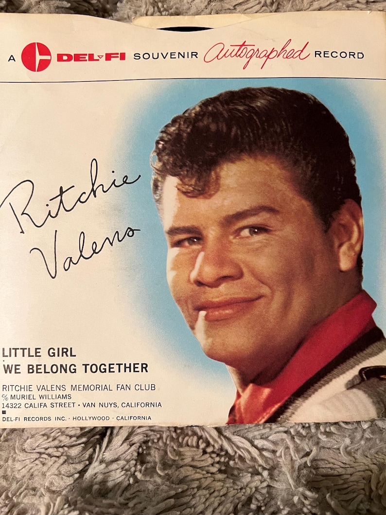 Vintage Ritchie Valens 45 Rpm Vinyl Record, Souvenir Autographed Record ...