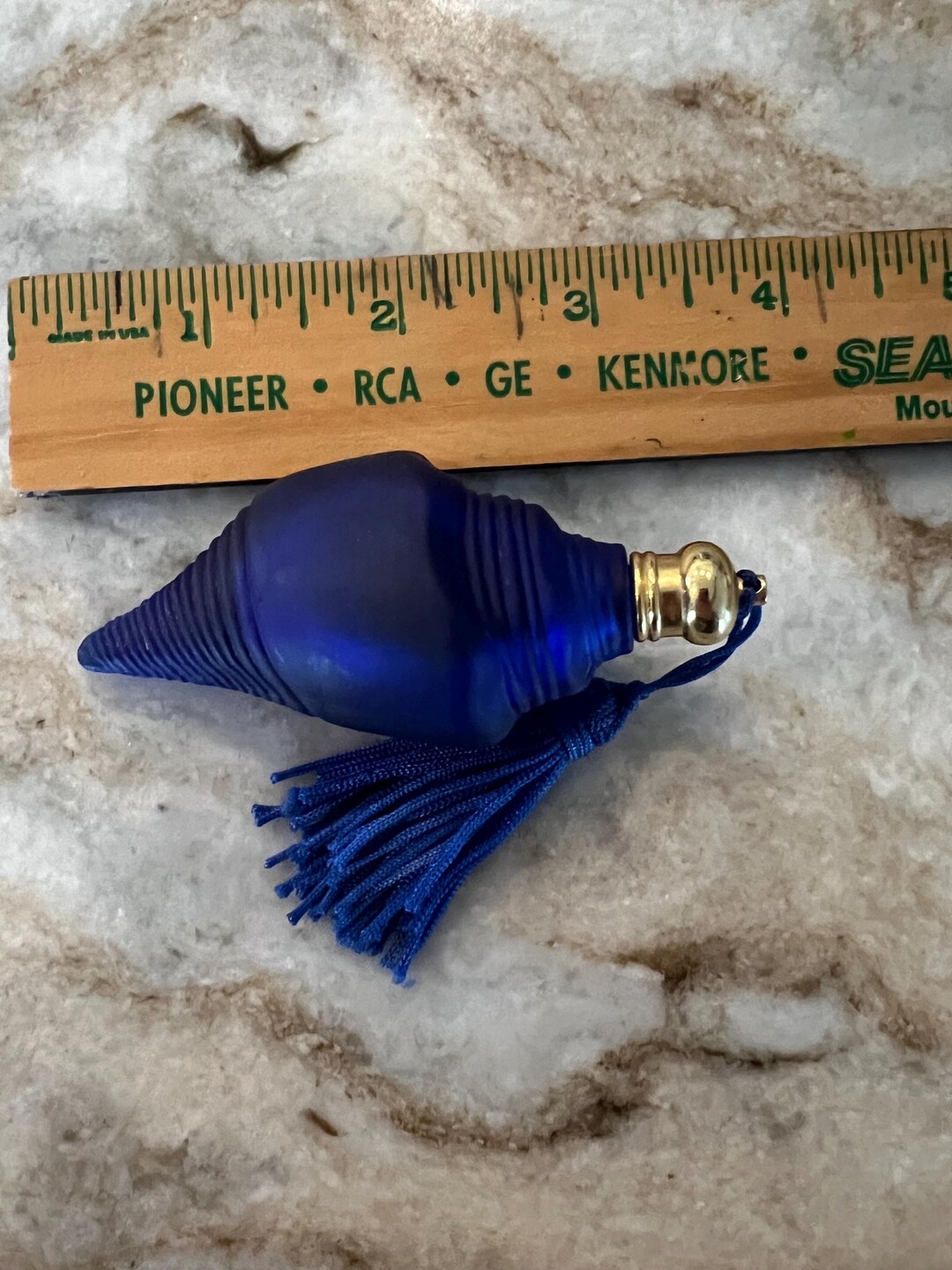 Vintage Cobalt Blue Glass Shell Shaped Perfume Bottle With Tassel and ...
