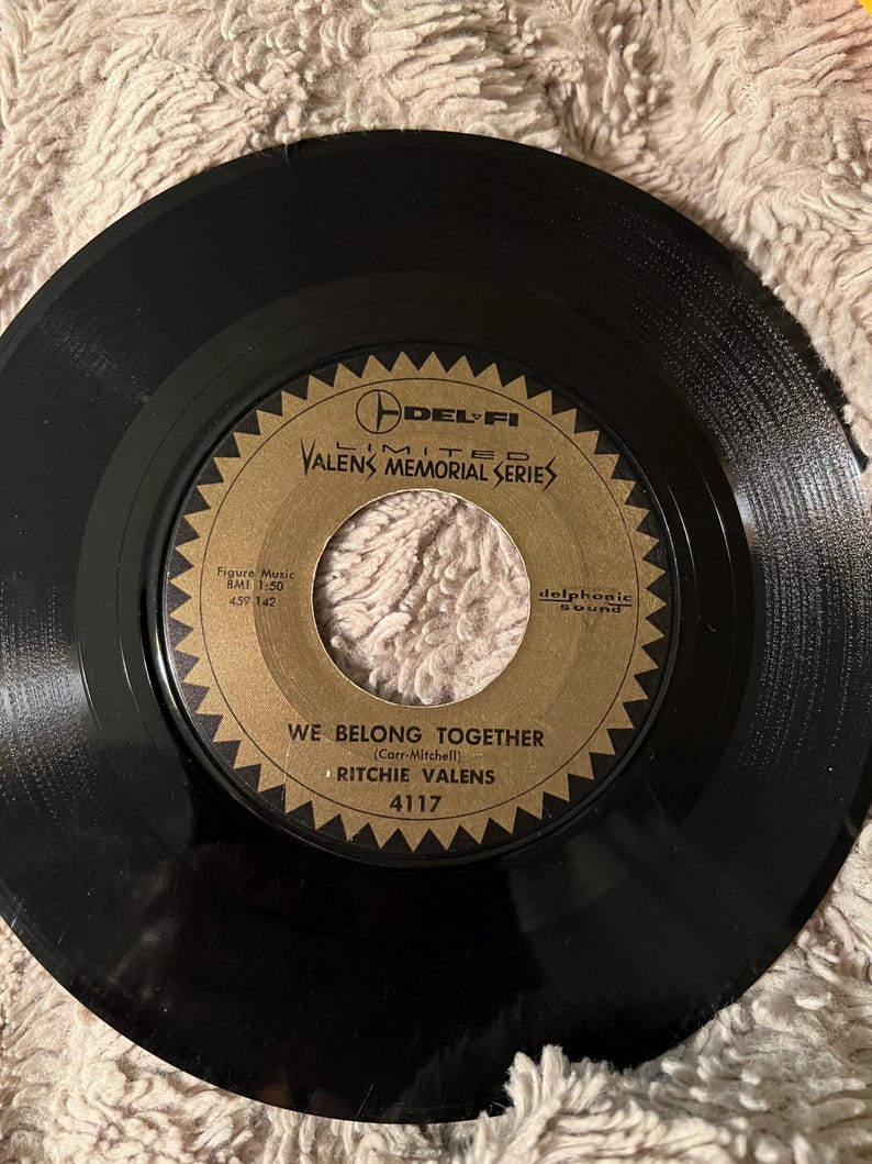 Vintage Ritchie Valens 45 Rpm Vinyl Record, Souvenir Autographed Record ...