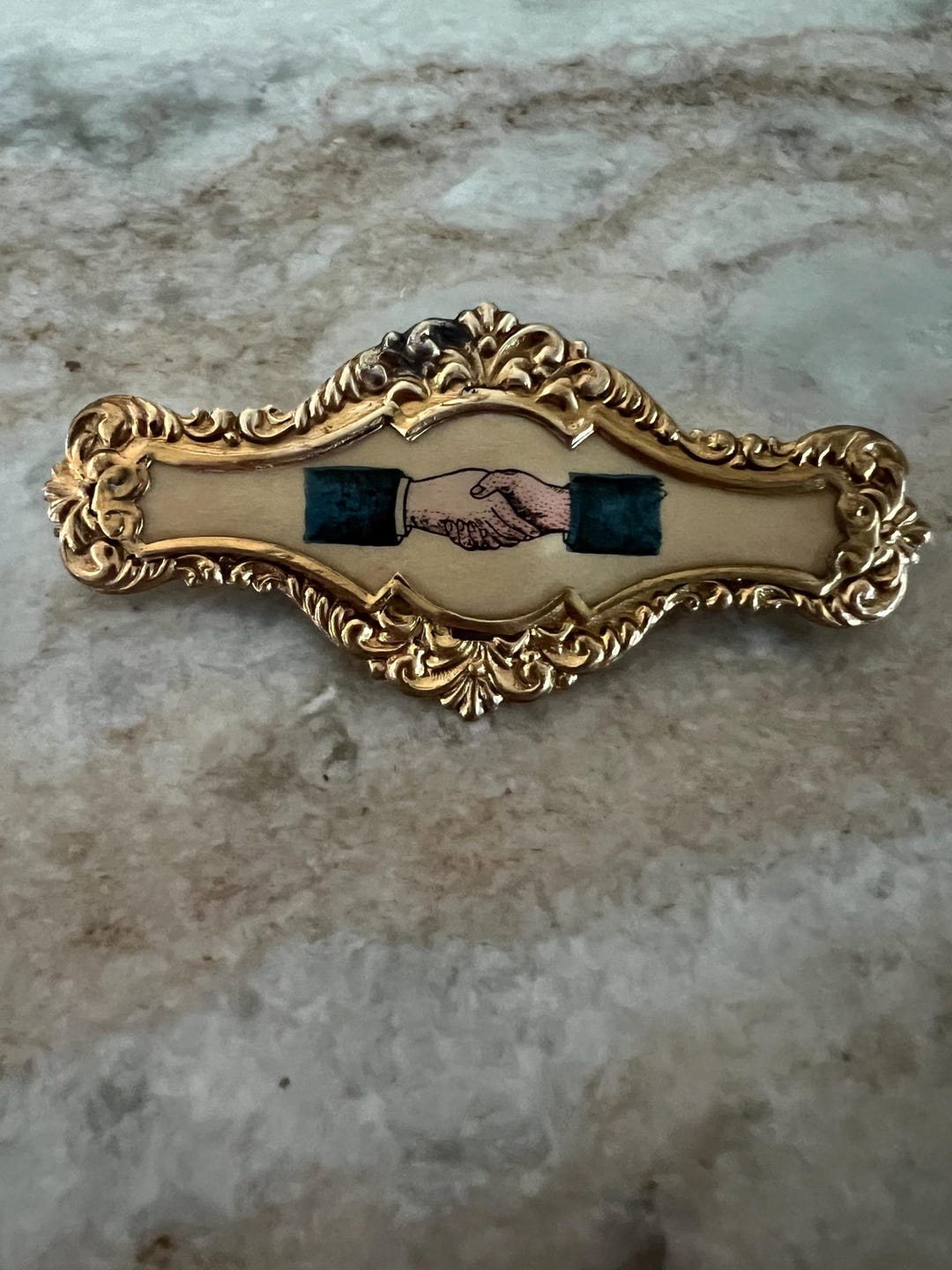 Vintage Fraternal Handshake Brass Pin, Oddfellow, Masonic, Ornate Pin ...