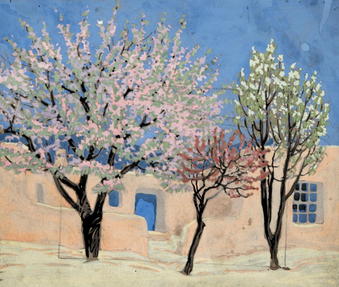 Study for "spring New Mexico" by Gustave Baumann Quality Print - Frame ...