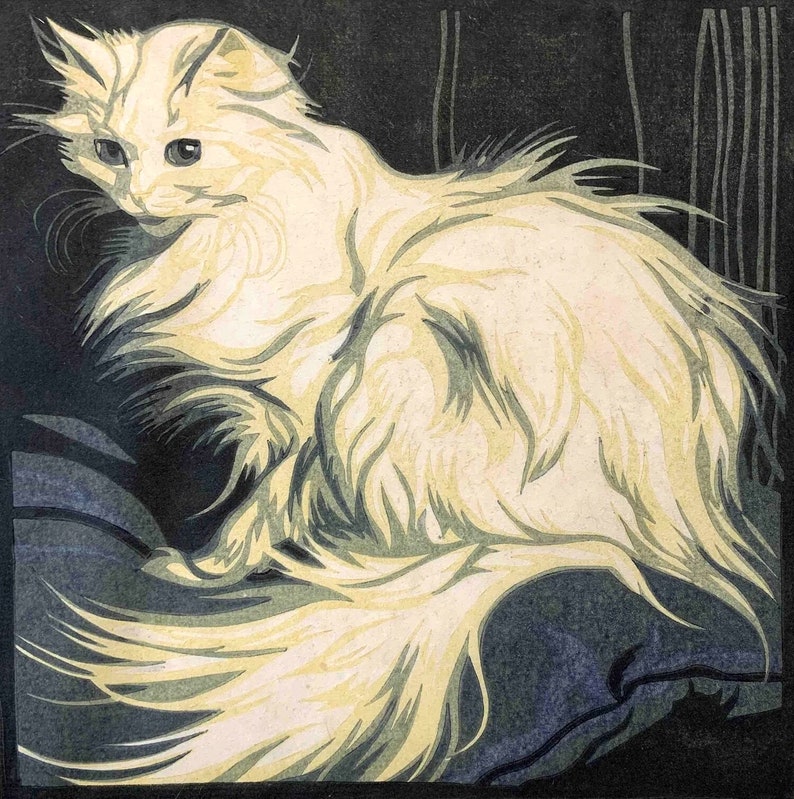 Angora Cat by Norbertine Bresslern-roth – Vintage Animal Art Print ...