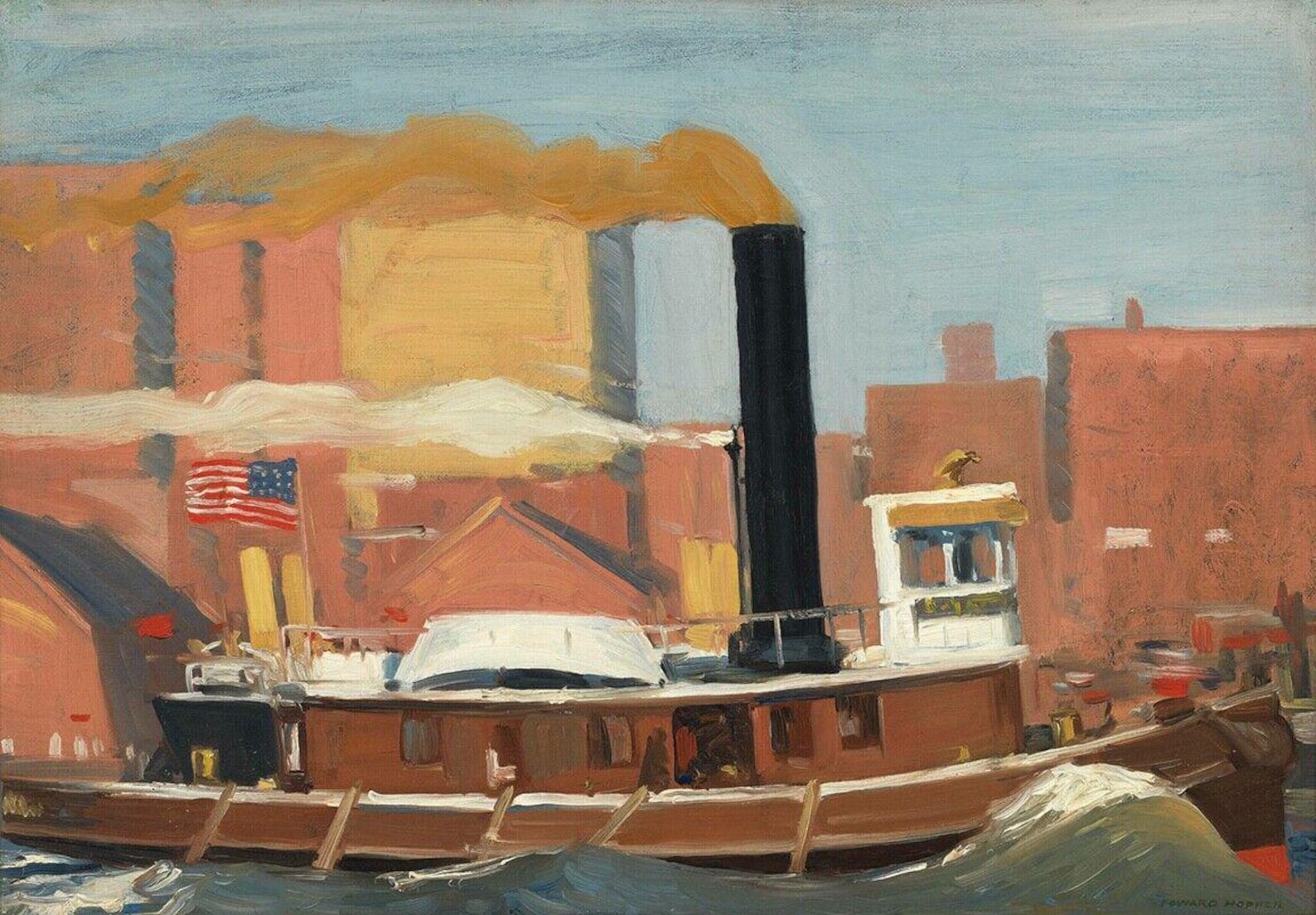 Tugboat With Black Smokestack by Edward Hopper Quality Print - Frame Me ...