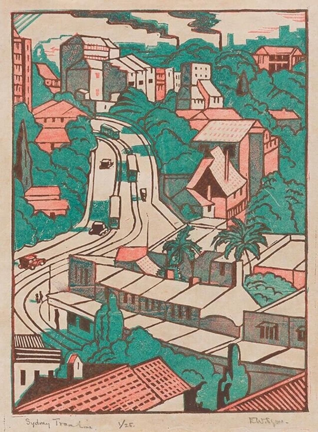 Sydney Tramline Print by Eveline Syme: Vintage Australian Art - Etsy