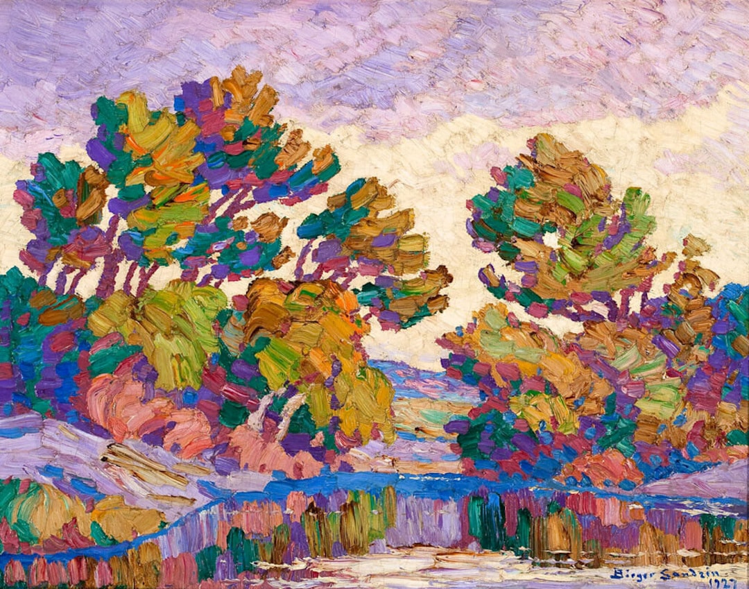 Early Fall, Smoky River by Birger Sandzén – Bold Autumn Landscape Art ...