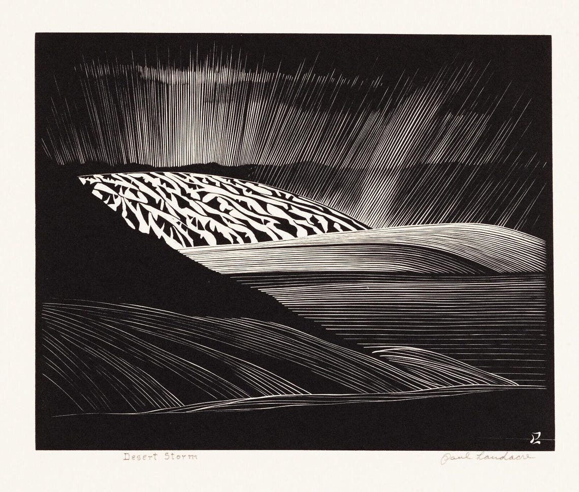 Desert Storm Print by Paul Landacre: Quality Matte Art Paper - Etsy
