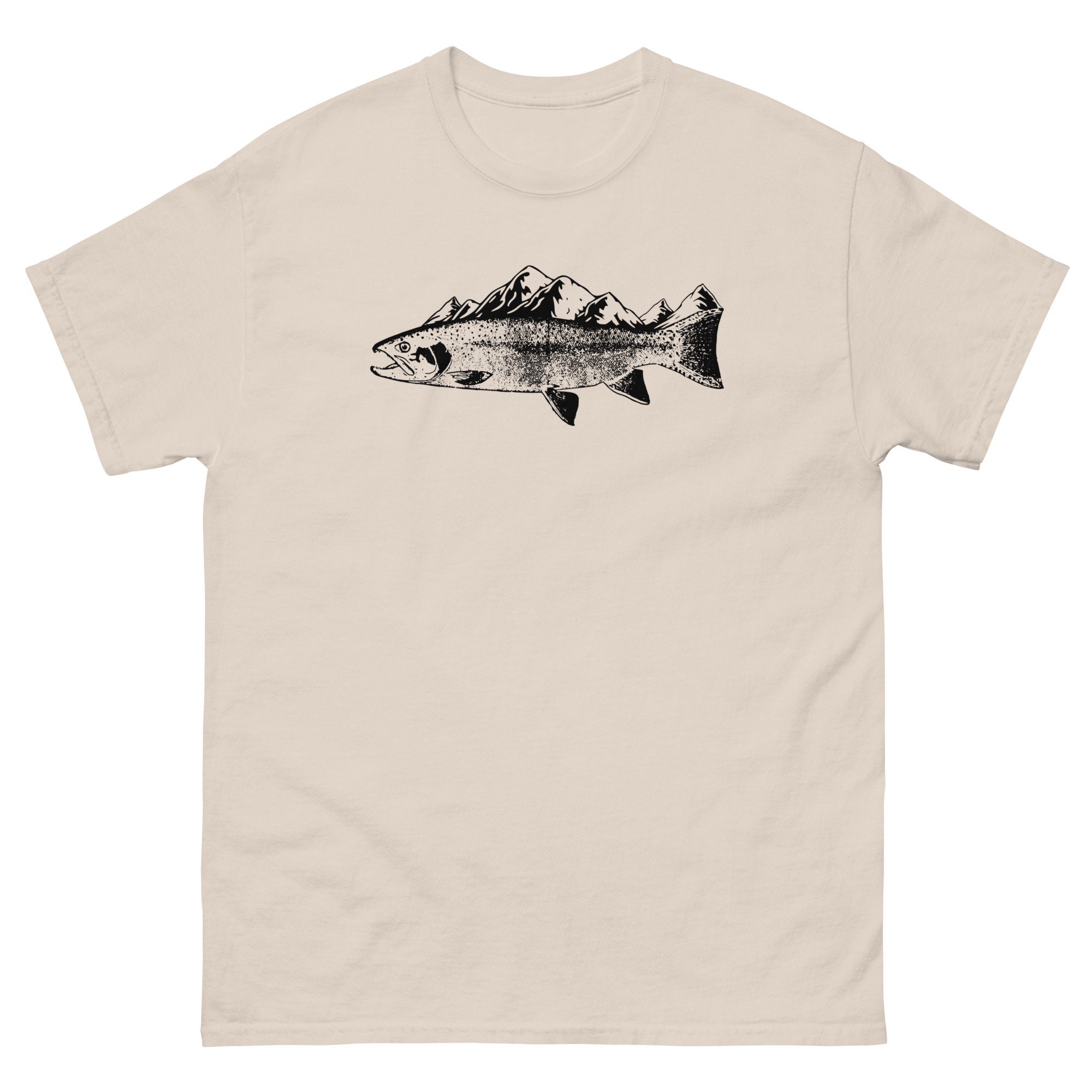Trout Classic Tee, Fish and Mountain Shirt, Men's Fishing Shirt, Fish T ...