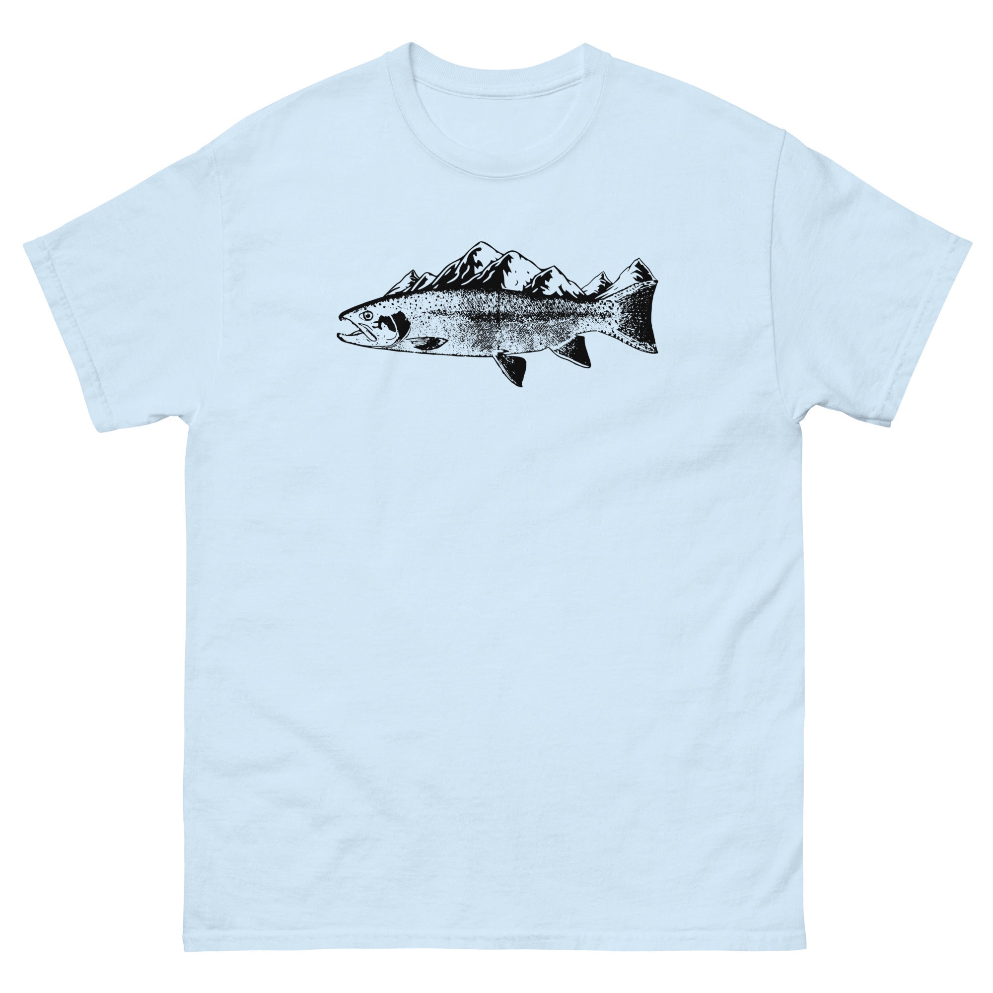 Trout Classic Tee, Fish and Mountain Shirt, Men's Fishing Shirt, Fish T ...