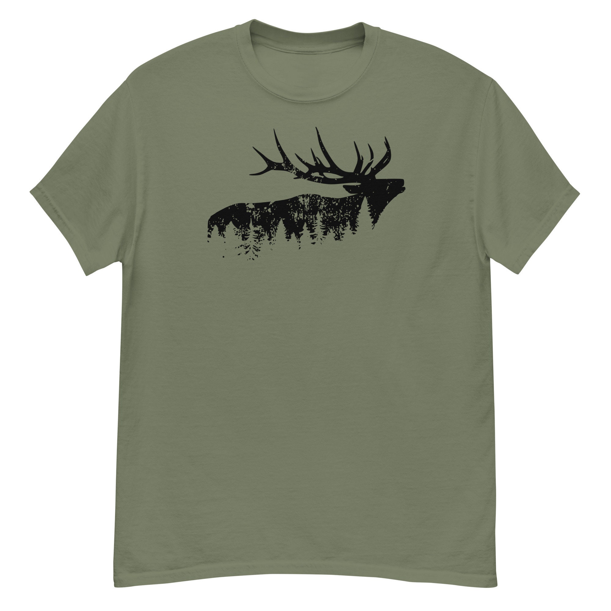 Elk Shirt, Elk Tee, Unisex T-shirt, Elk and Forest, Outdoors Tee ...