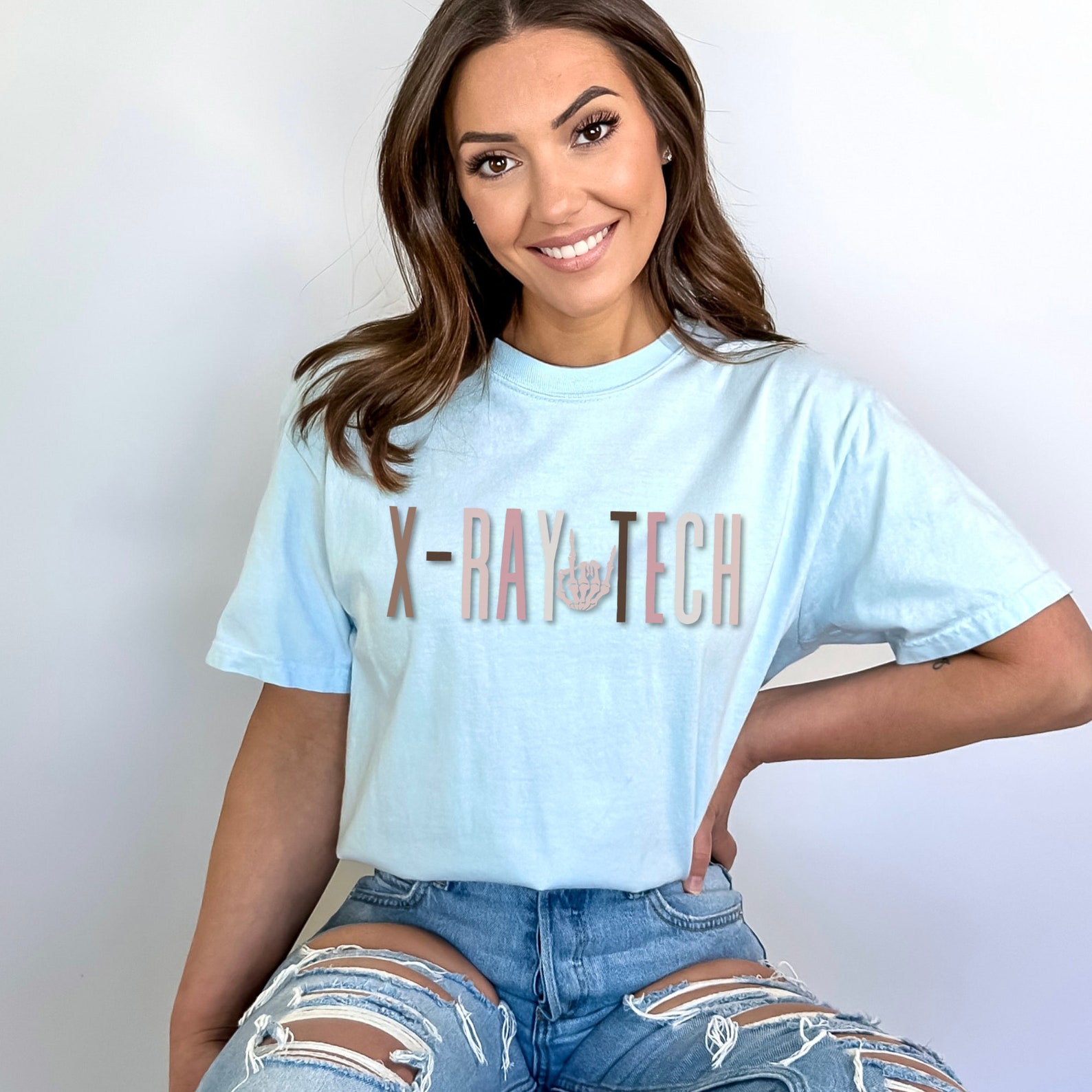 X-ray Tech T-shirt, X-ray Technician Shirt, Skeleton Hand Neutral X-ray ...