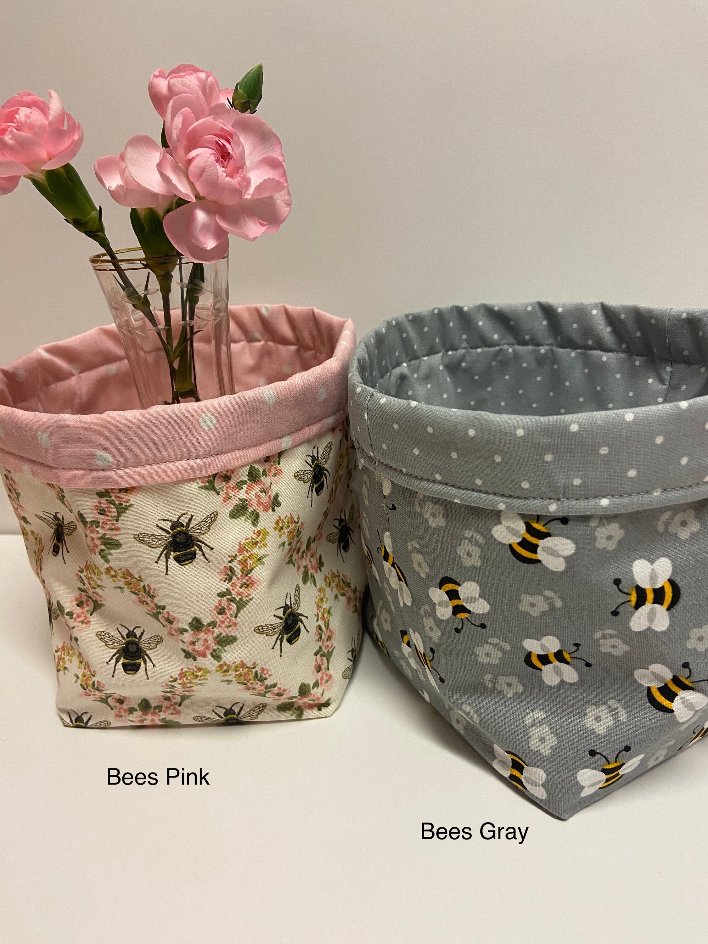 Bumble Bee Fabric Baskets, Storage Container, Home Decor, Reversible ...