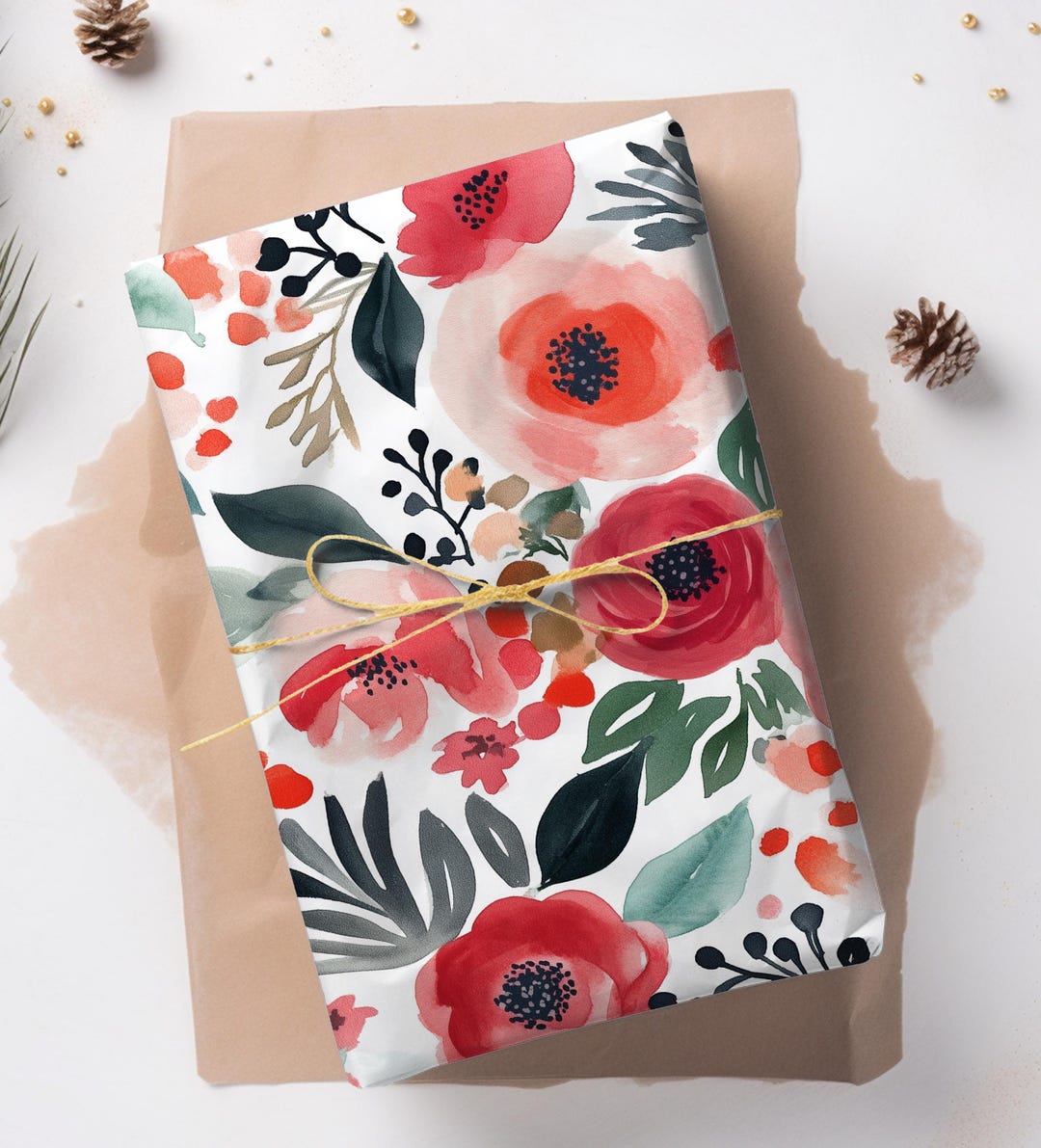 Romantic Roses Gift Wrap | Eco-friendly Red & Pink Floral Wrapping ...