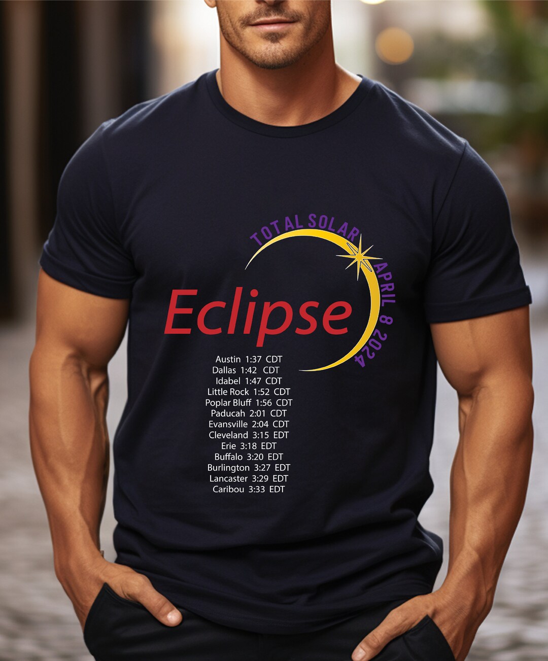 2024 Total Solar Eclipse Tee: Unisex Cotton T-shirt Sustainable Eclipse ...