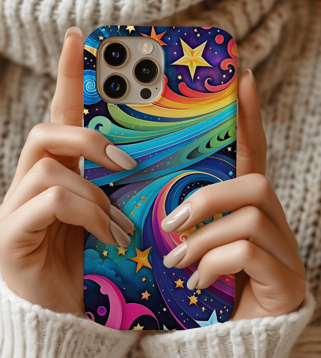Phone Cases, Celestial Rainbow Colors, 70s Groovy Tough Case With ...