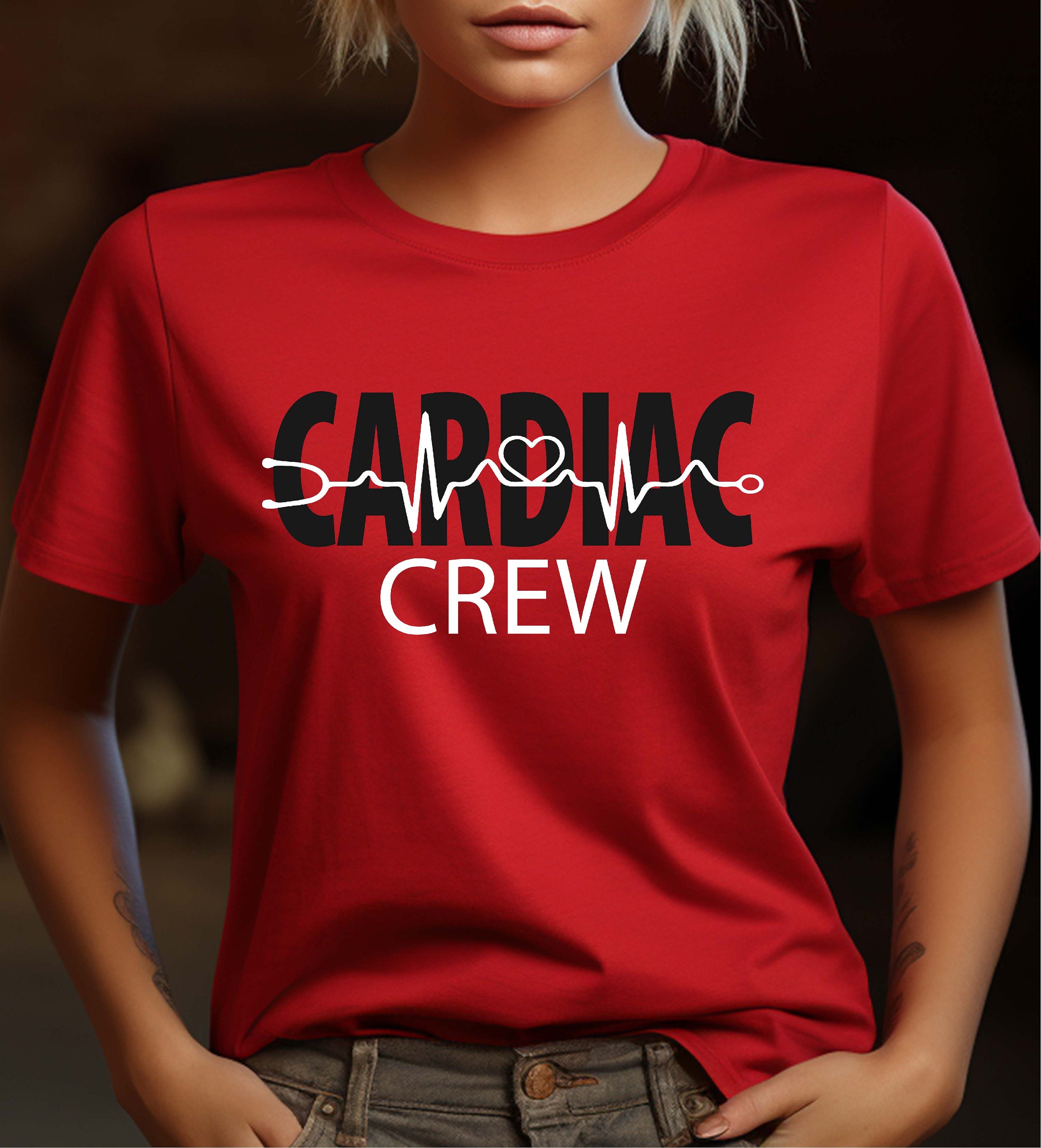 Eco-friendly cardiac Crew Unisex Cotton T-shirt Sustainable Hospital T ...