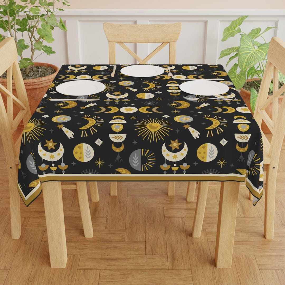 Celestial Garden Boho Tabletop | Cosmic Tablecloth | Moon and Stars ...